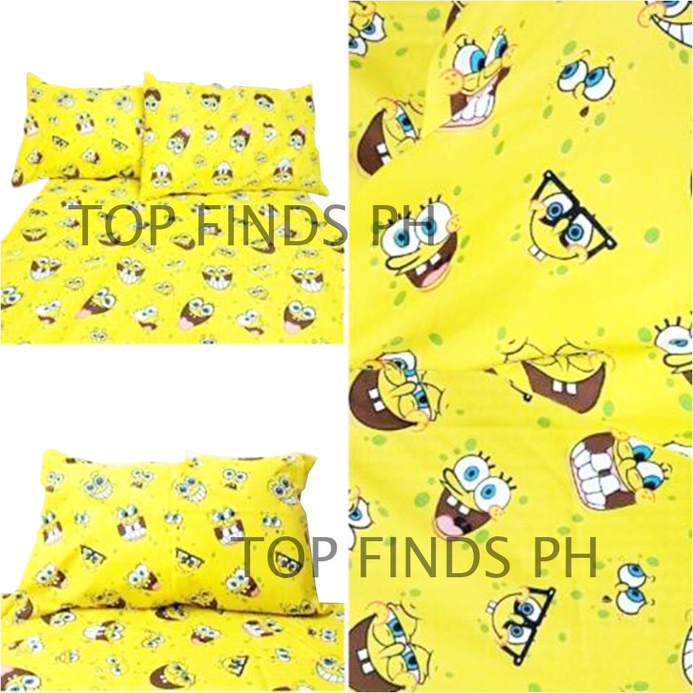 Bedsheet Cute cartoon Spongebob Squarepants Fitted Bedsheet pillow case ...