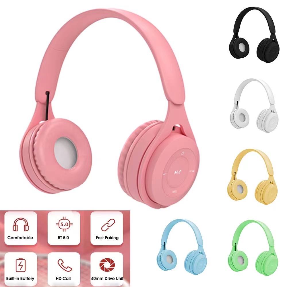Macaron Color Y-08 Wireless Bluetooth 5.0 HiFi Stereo Over Ear ...