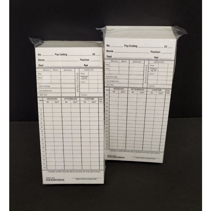 DTR Paper/DAILY TIME RECORD For Employees 100pcs./pack | Shopee Philippines