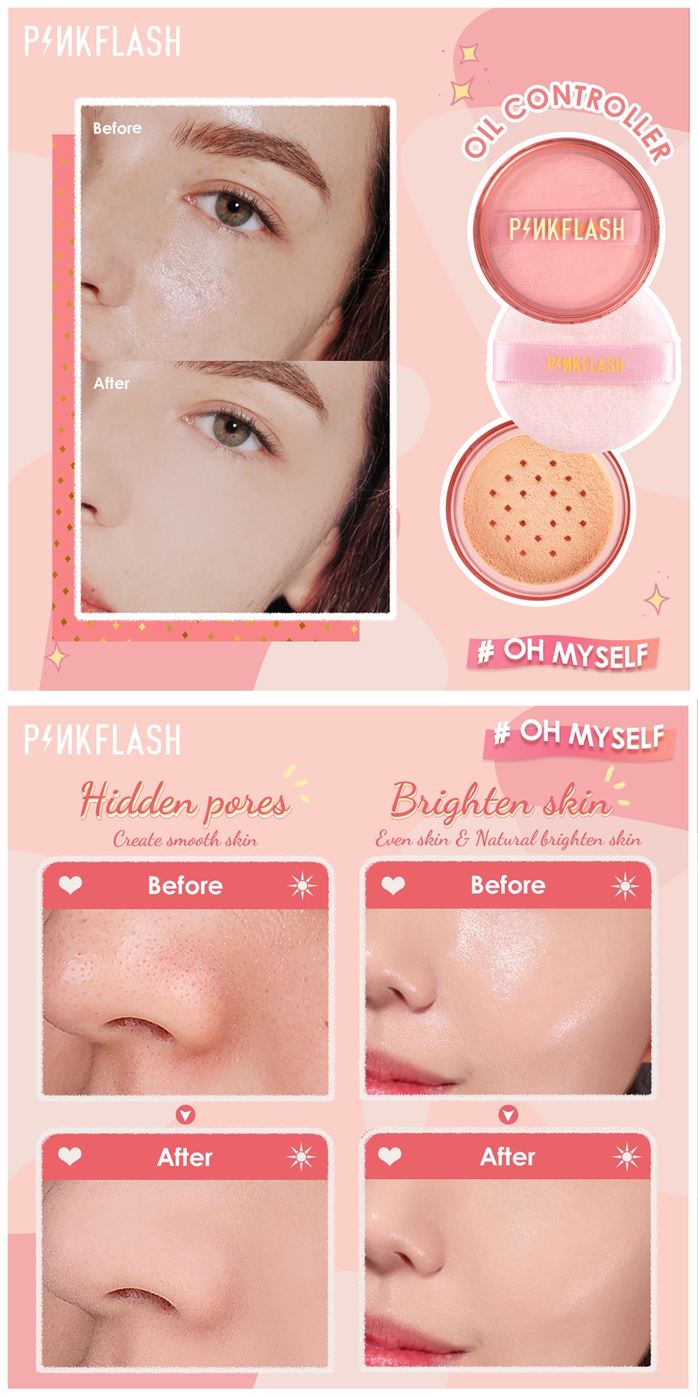 PINKFLASH OhMySelf Loose Setting Powder Oil Control Matte Lightweight ...