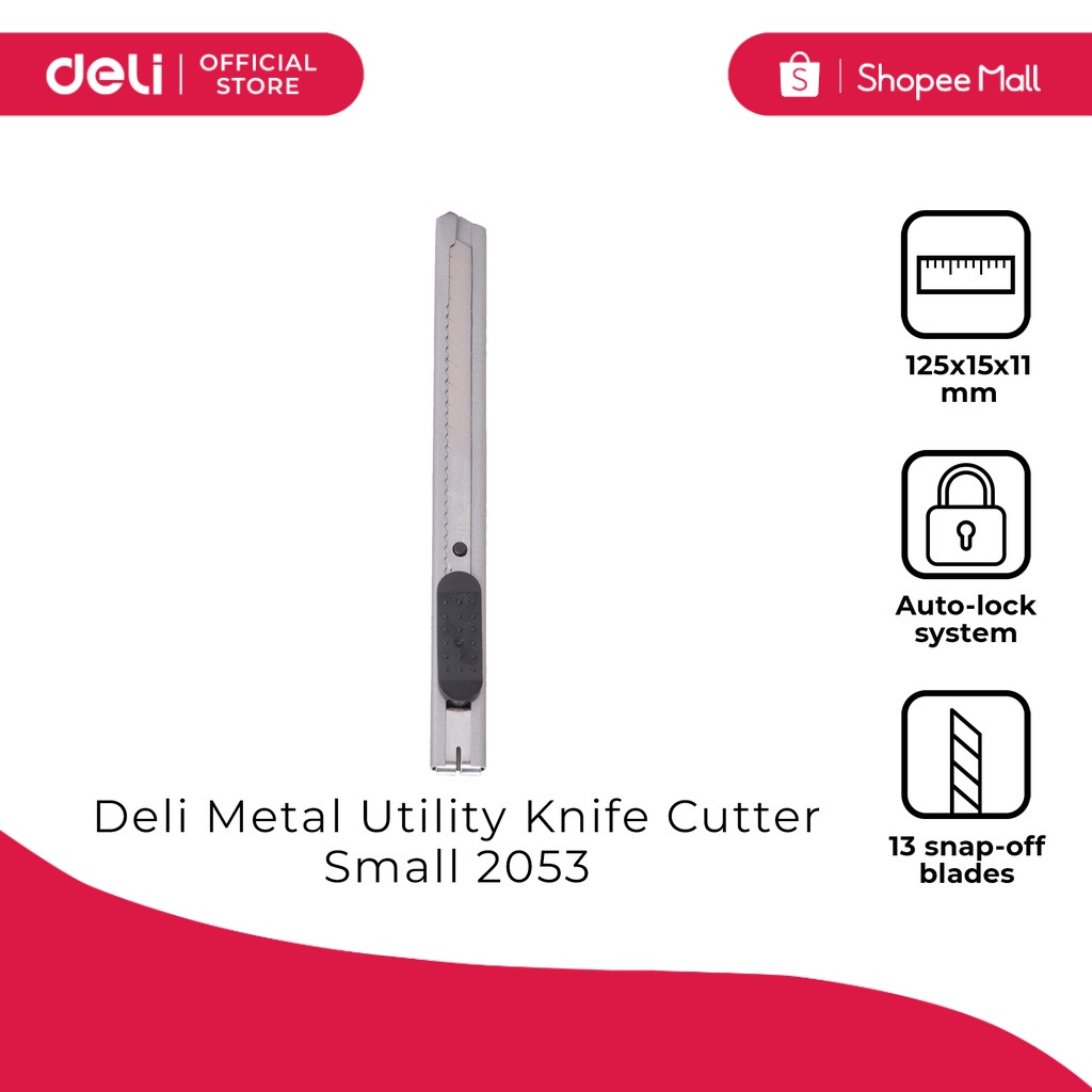 Deli 2053 Metal Utility Knife Cutter Small (1PC) [75252053] | Shopee ...