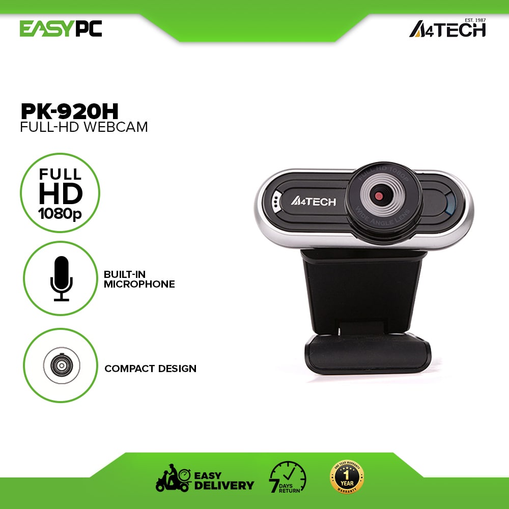 A4tech PK-920H Webcam,Full HD 1080p,Mountable to both laptops and LCD ...