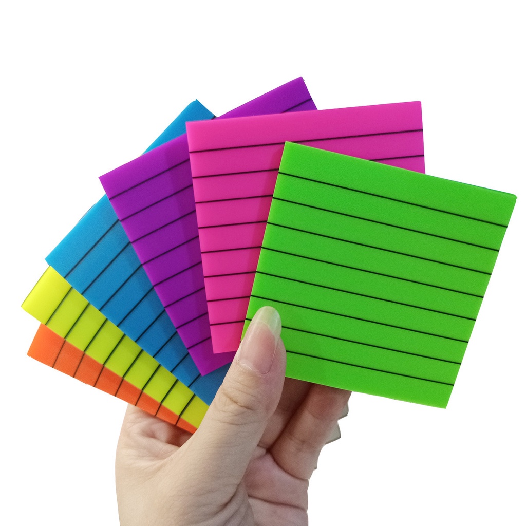 50 Sheets/Set Color PET Transparent Sticky Note Horizontal Line Index ...