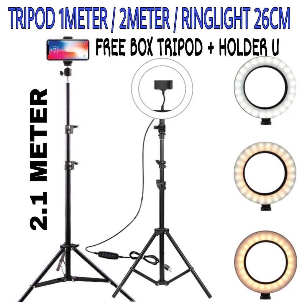 Iron Tripod 1 Meter Mobile Phone Stand Ringlight 2.1 Meters Ring Light ...