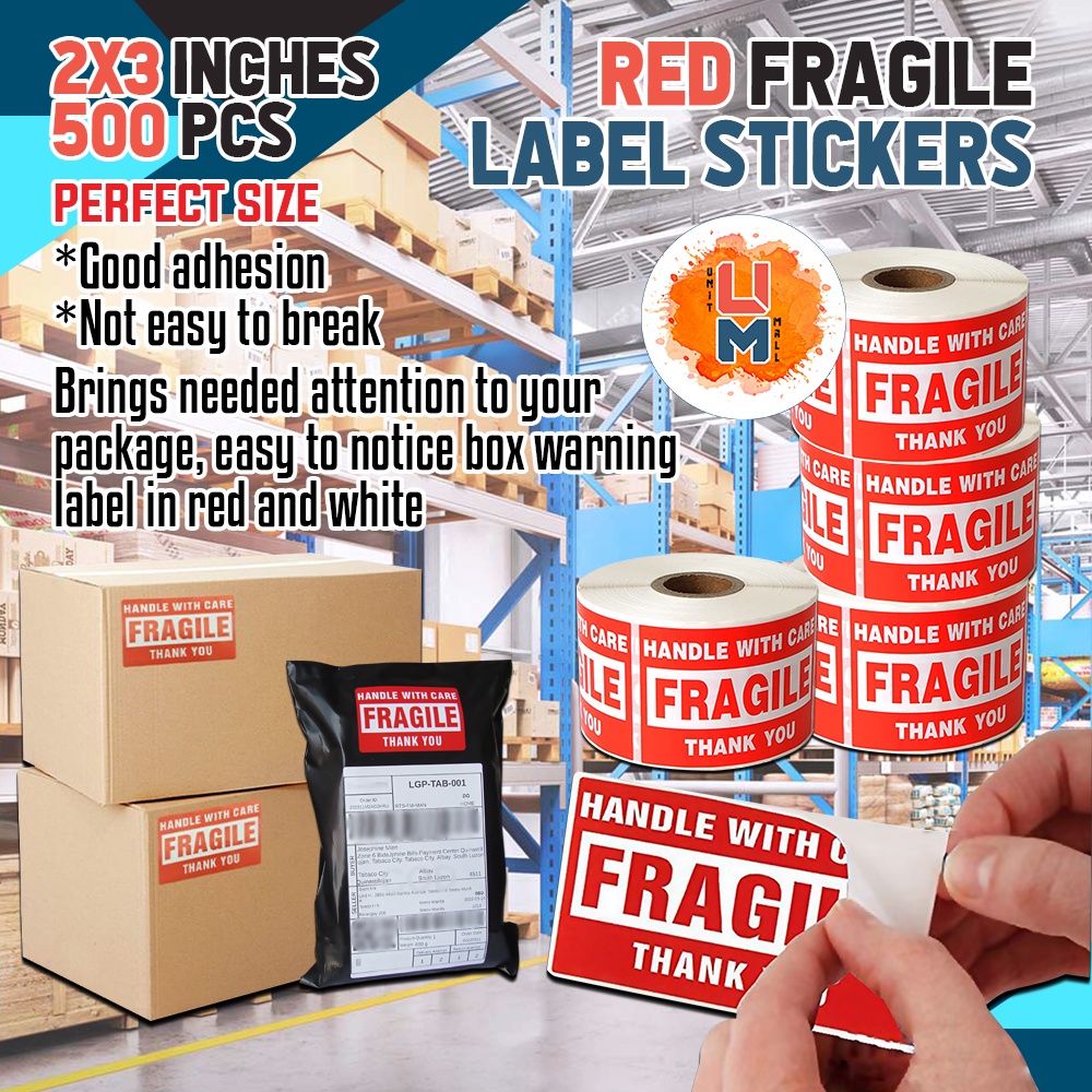Fragile Stickers Warning Label for Parcels and Boxes Handle with Care ...