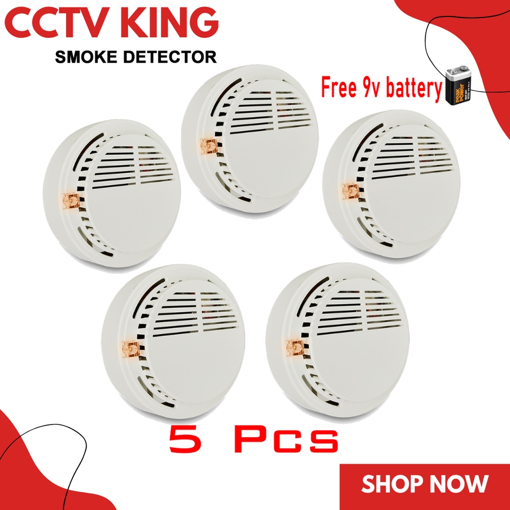 Smoke Detector Fire Alarm Indoor Security System 9V Wireless Battery ...