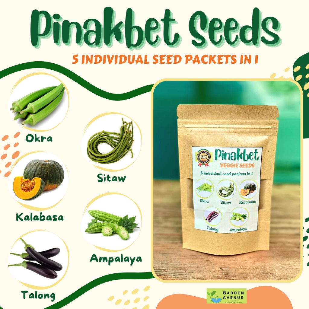 (5 in 1) PINAKBET SEED PACKAGE (Sitaw Ampalaya Okra Kalabasa Talong ...
