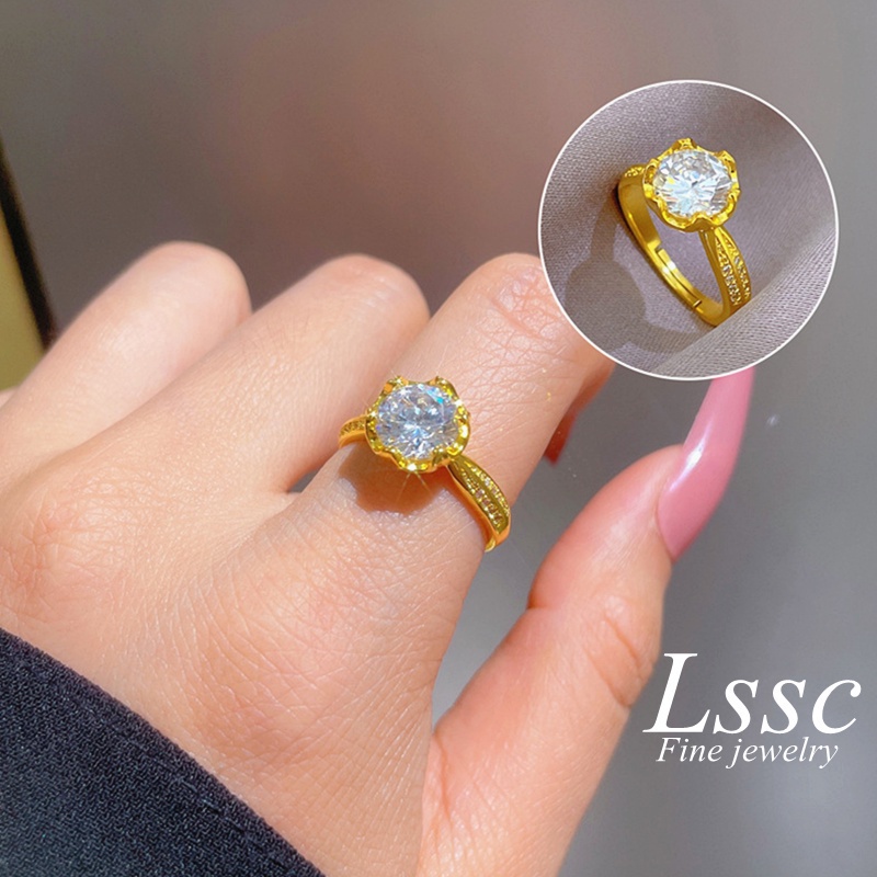 LSSC Flower Adjustable Ring for Women Singsing Gold Diamond Rings ...
