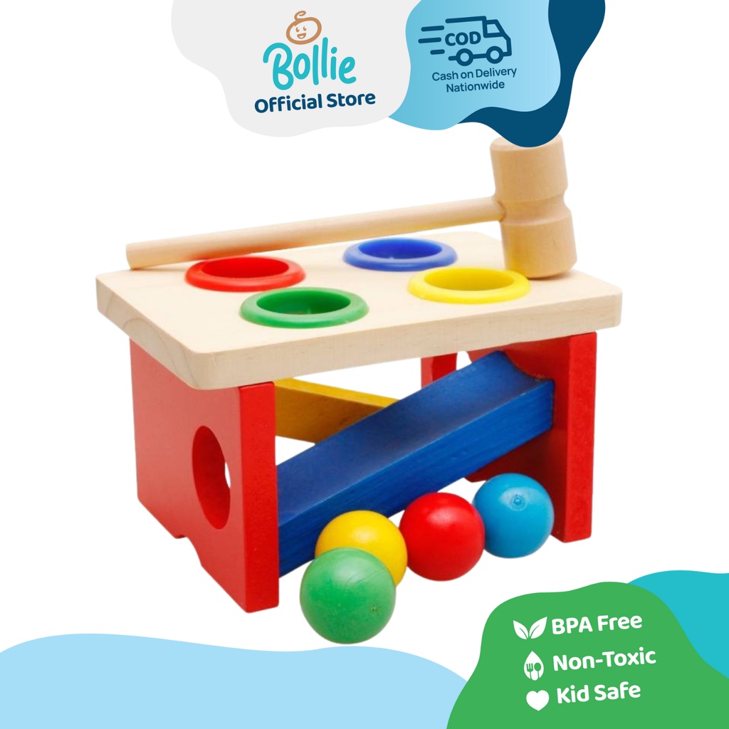 Bollie Baby Pound and Roll with Hammer Wooden Toy | Shopee Philippines