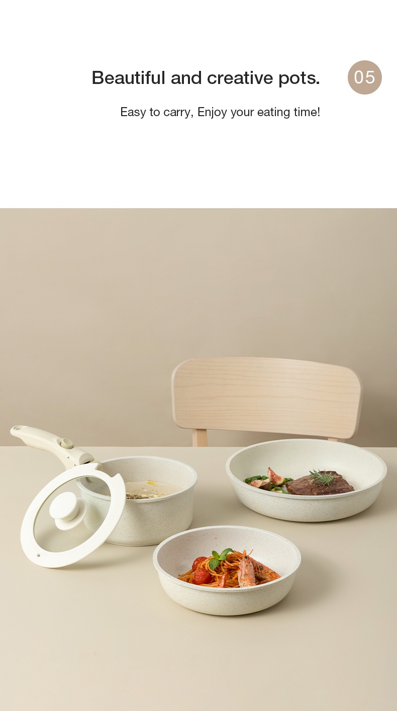 Carote Non Stick Frying Pan cookware set 5/11 Pcs Handle Removable PFOA ...