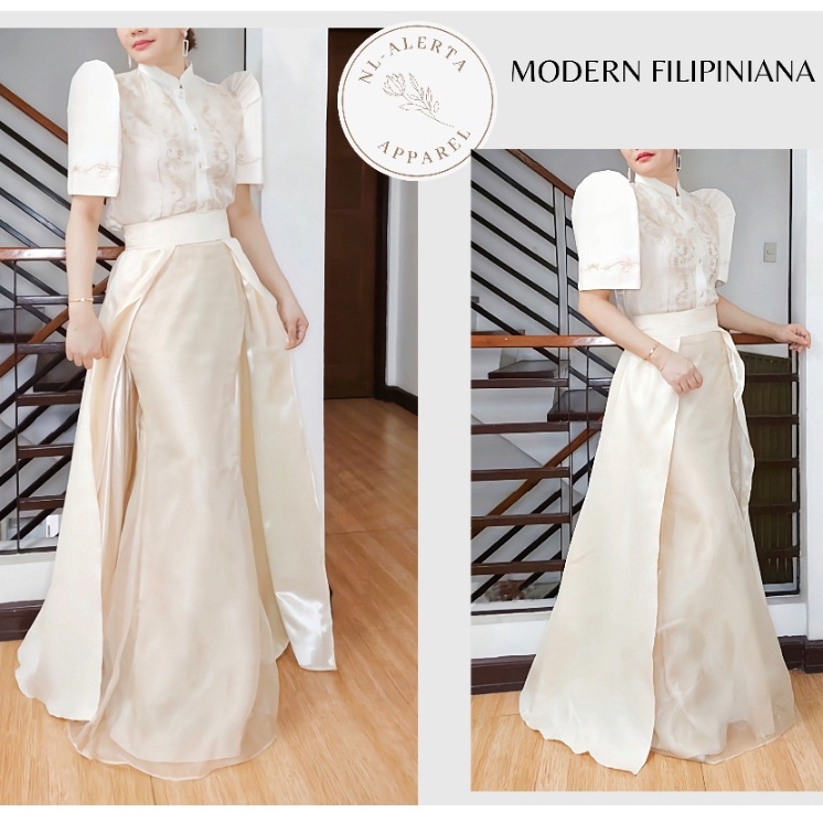 Modern Filipiniana Crop Top For Women Shopee Philippines