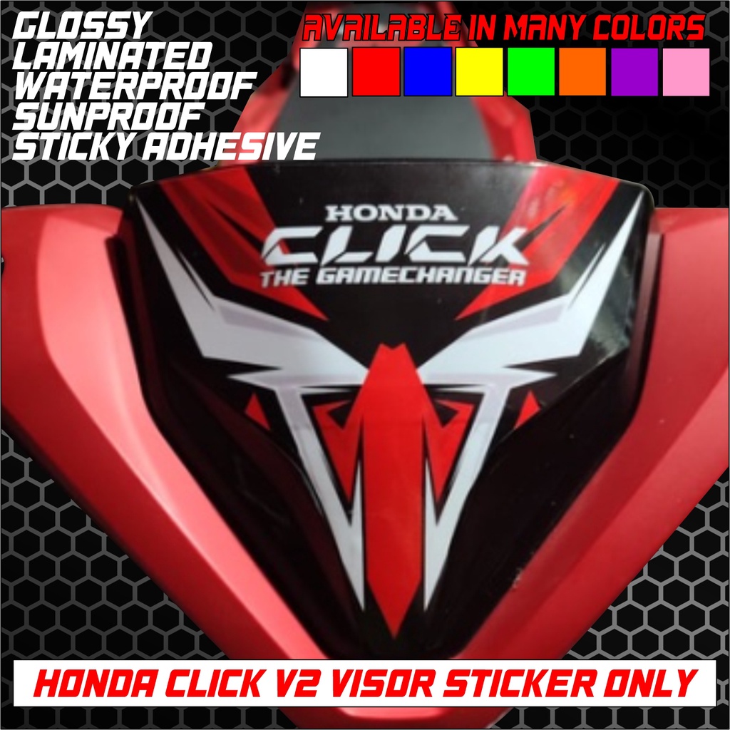 honda click v2 visor sticker only printed laminated waterproof quality ...