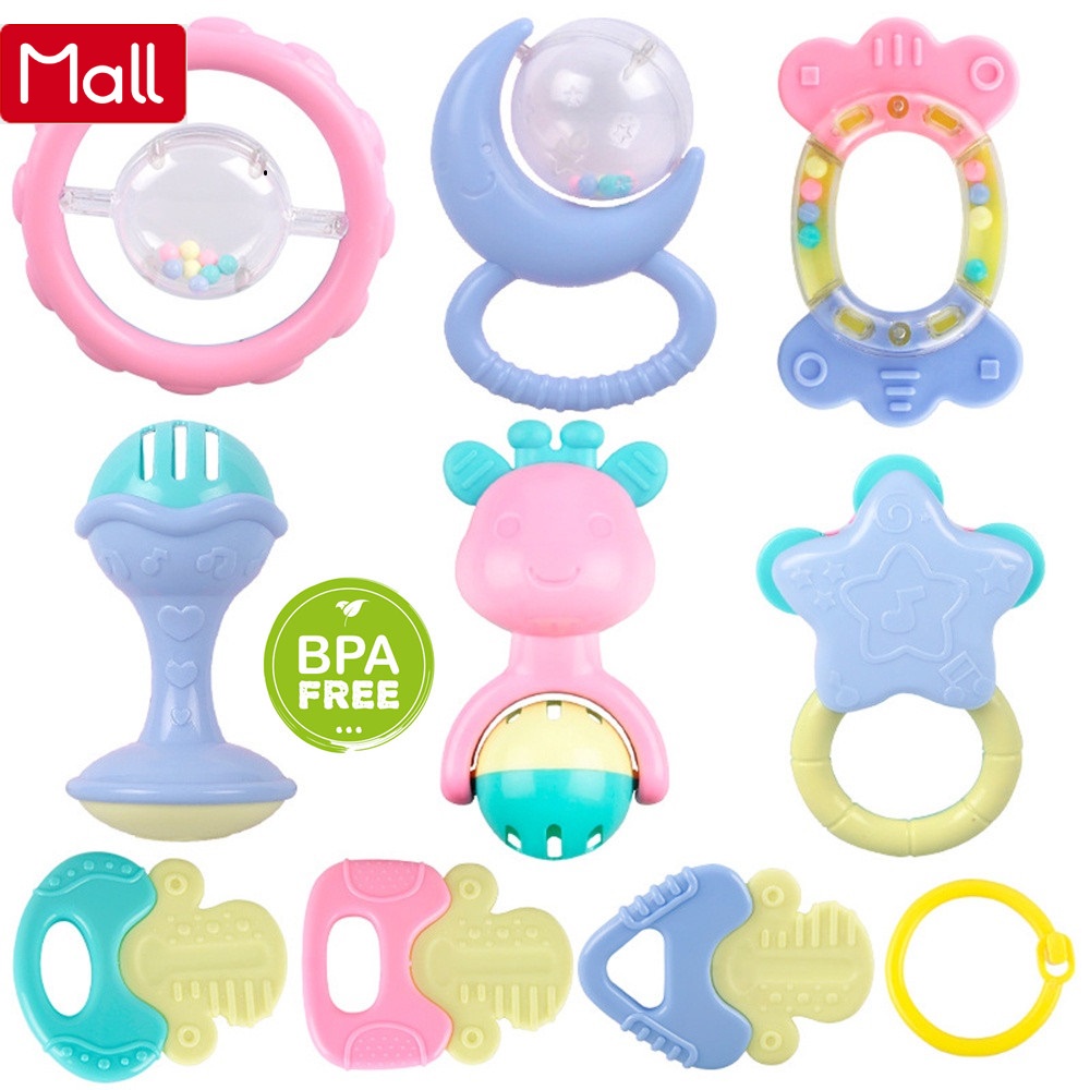 10 Pcs Silicon Teether For Baby BPA Free Baby Rattle Toys For Infants ...