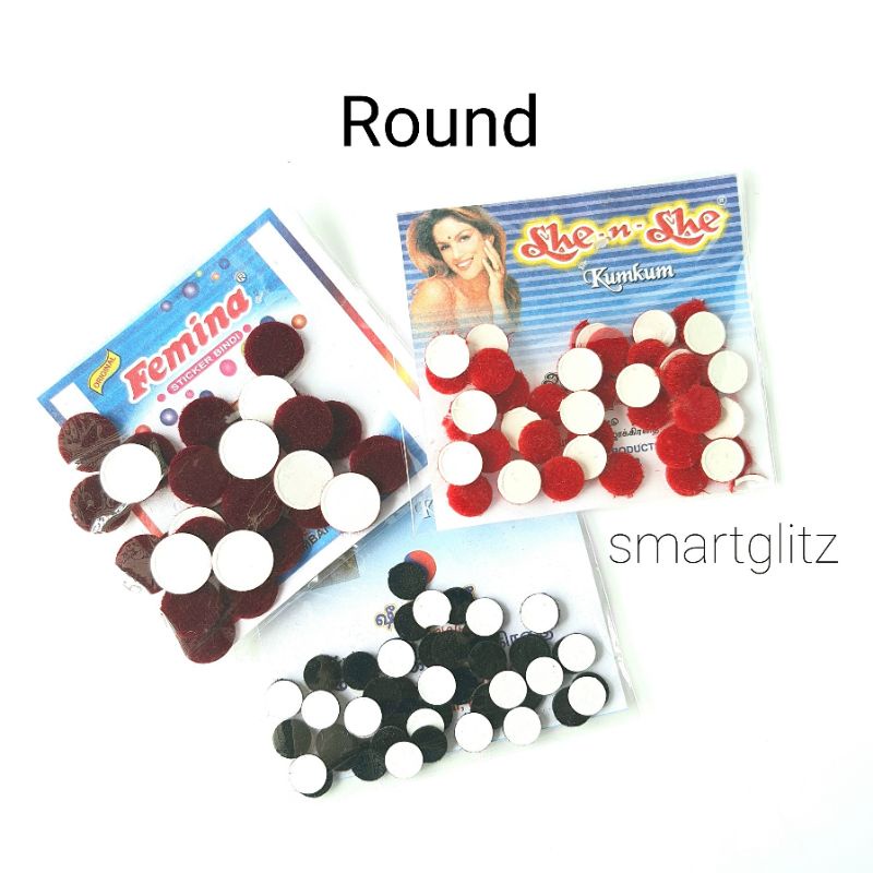 Round Sticker Kumkum in Black Red Maroon Sticker Bindi Sticker Pottu ...