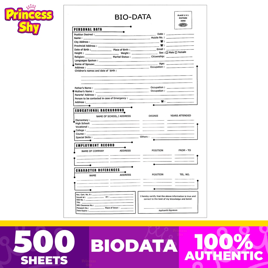 Biodata Form 8.5 x 13" | Shopee Philippines