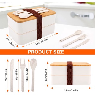 Bento Box 2 Tiers Lunch Box Food Containers Bento Lunch Box with ...