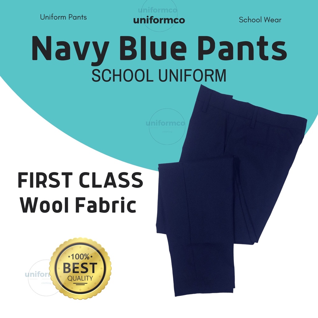 Navy Blue Slacks Makapal for Boys School Uniform Paha Waistband for ...