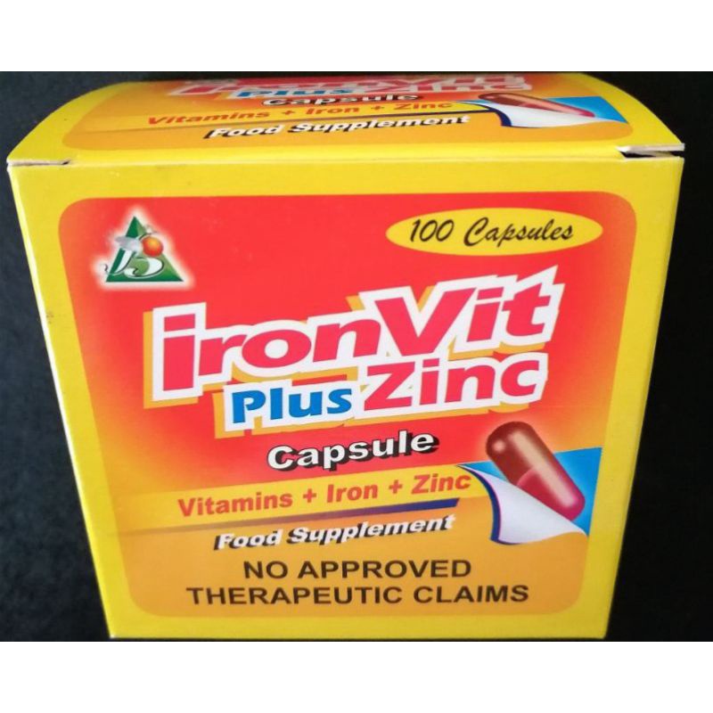 multivitamins + iron + zinc ( IronVit Plus Zinc 100 capsules ) | Shopee ...