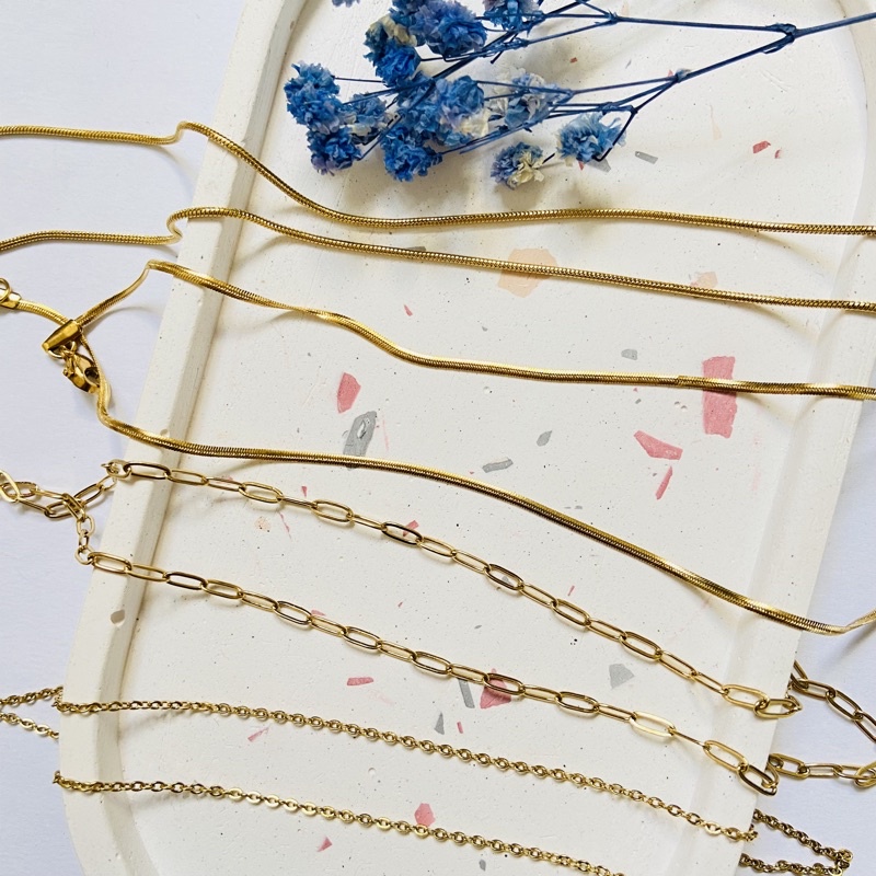 Snake Chain Necklace Classic Chain Stainless Steel Paperclip | Shopee ...