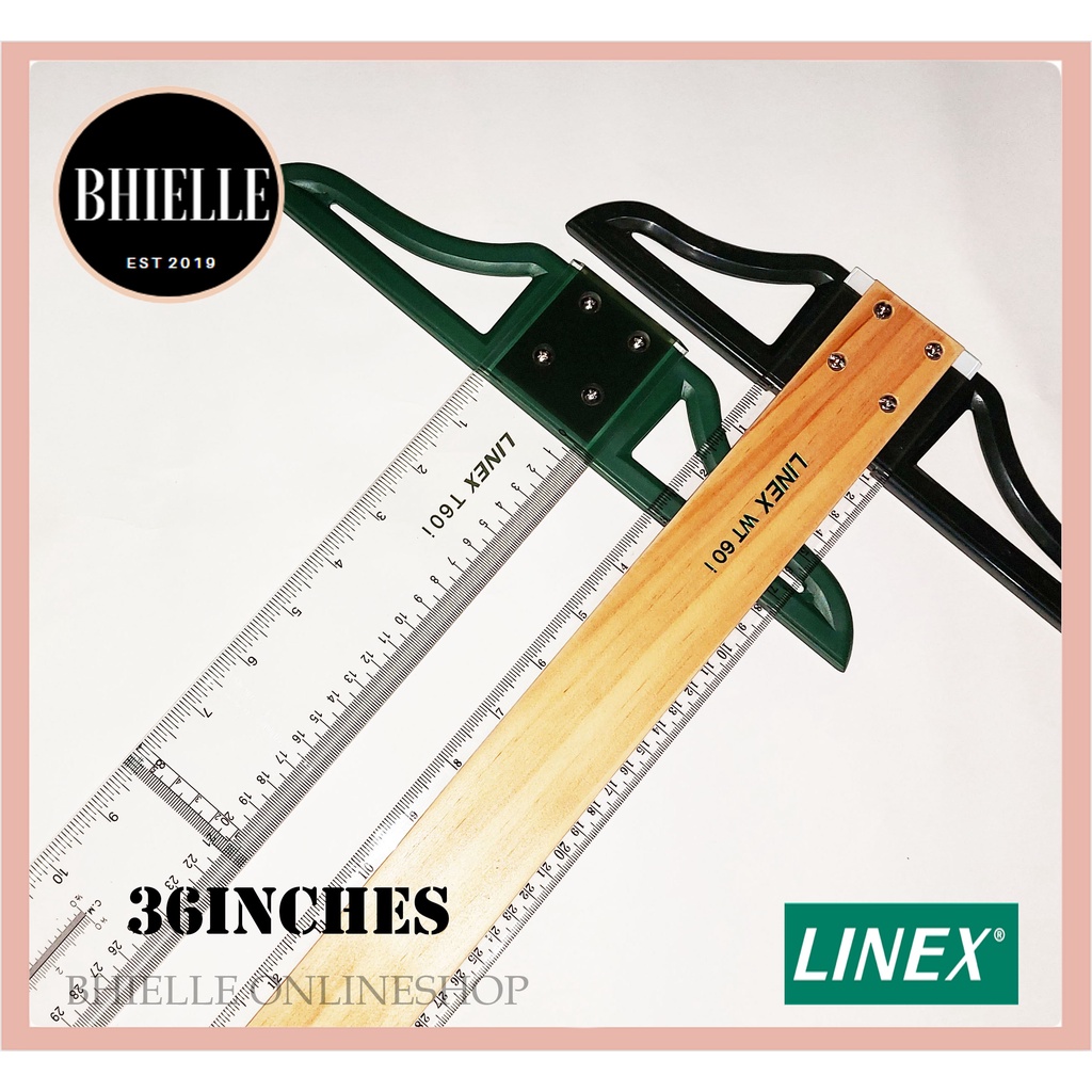 LINEX T-square Ruler 36inches Detachable Head Acrylic / Wooden w/ Bag ...
