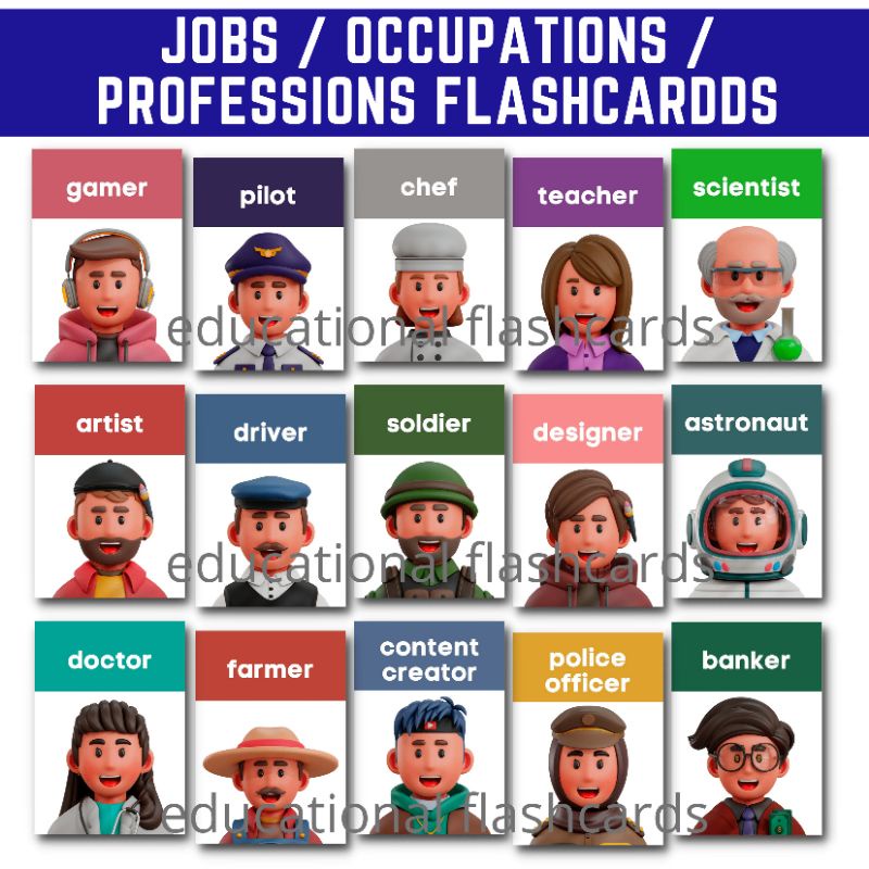 Occupations, Professions, Jobs Flashcards and Charts for kids ...