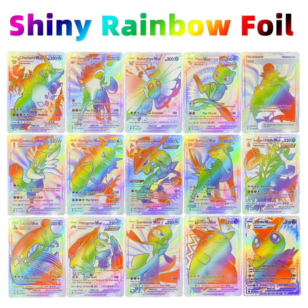 Pokemon Card Gold Foil Shiny Rainbow Vmax GX Card Charizard Pikachu