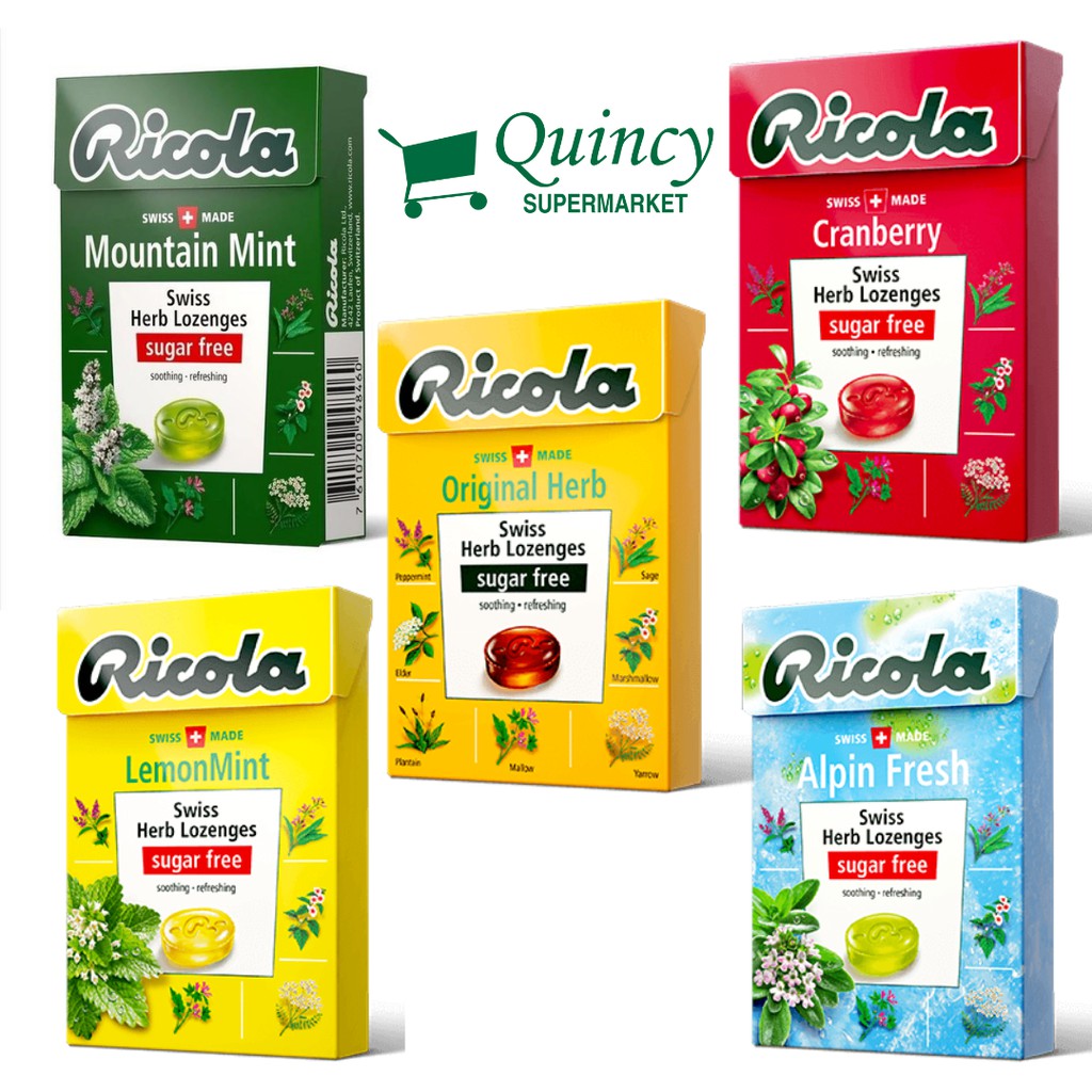Ricola Sugar Free Candy 45g: Alpin Fresh, Cranberry, Lemon, Mountain Mint, Original Herb ...