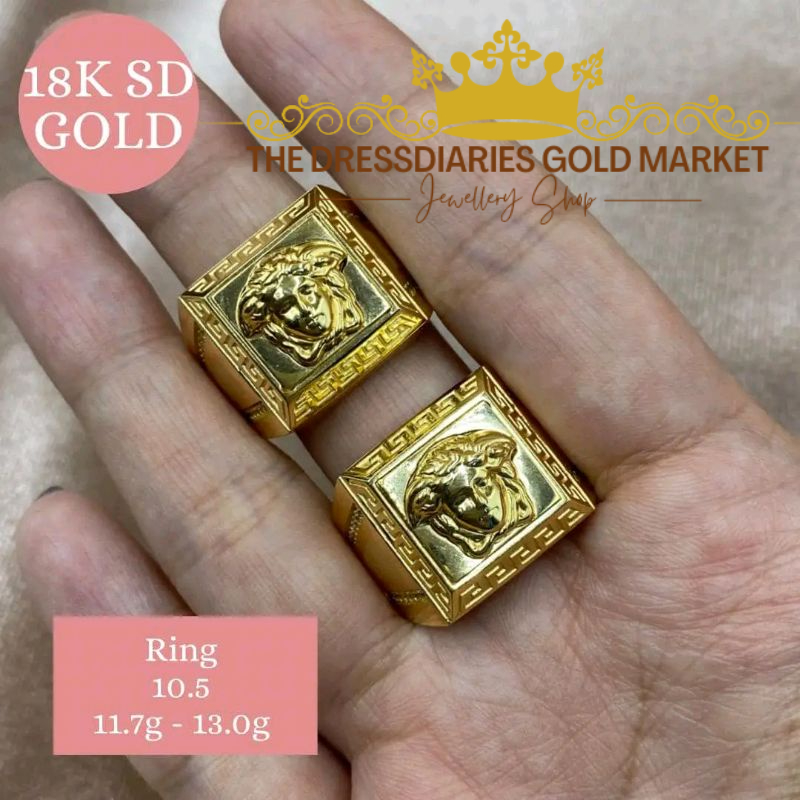 18K KARAT REAL GOLD PAWNABLE VERSACEE MENS RING | Shopee Philippines