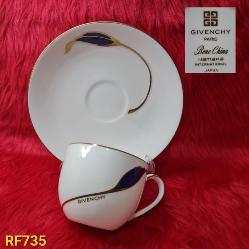 Givenchy Blue Leaf - Cup and Saucer - Yamaka Japan - Sold Per Duo ...