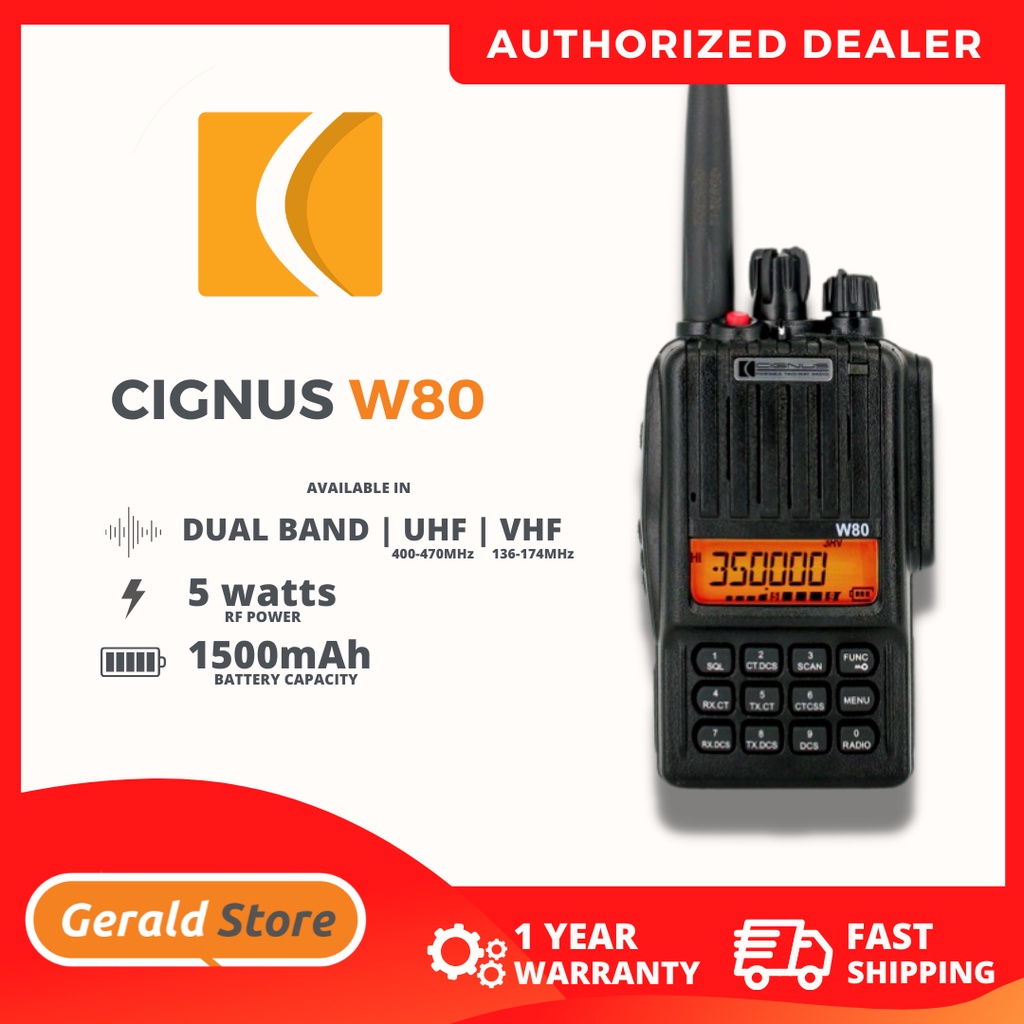 Cignus W80 Dual Band 136-174 / 400-470MHz IP64 Water Resistant Two Way ...