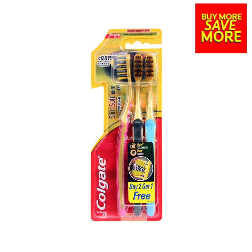 COLGATE Toothbrush Slimsoft Charcoal Gold | Shopee Philippines