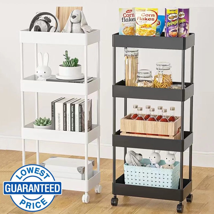 4 Layer Moving Rack Kitchen Storage Shelf Wall Cabinets Home Bedroom ...