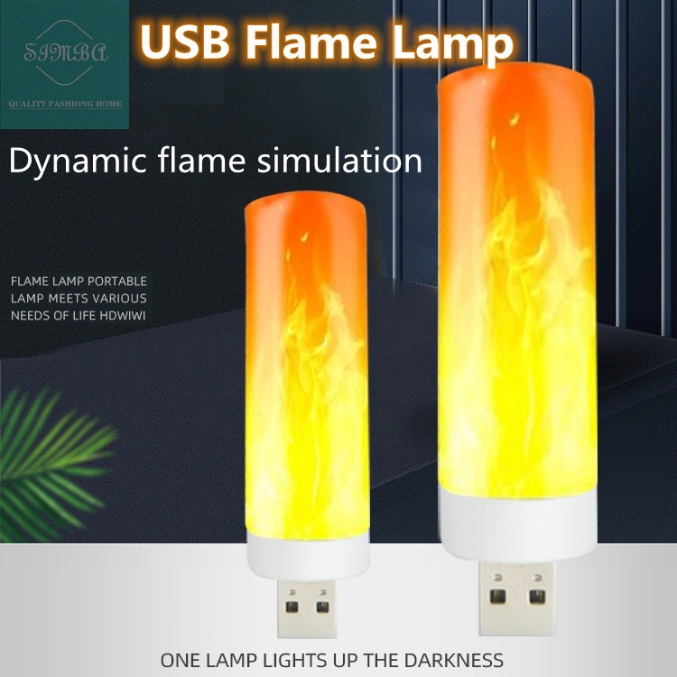 Portable USB Flame Lamp Candle Light Soft Light Eye Protection Night ...