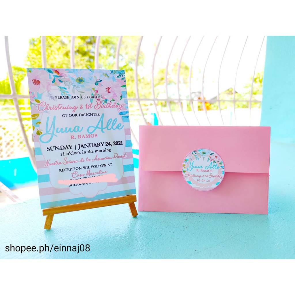 Floral Invitation for Birthday and Christening - 3R size | Shopee ...