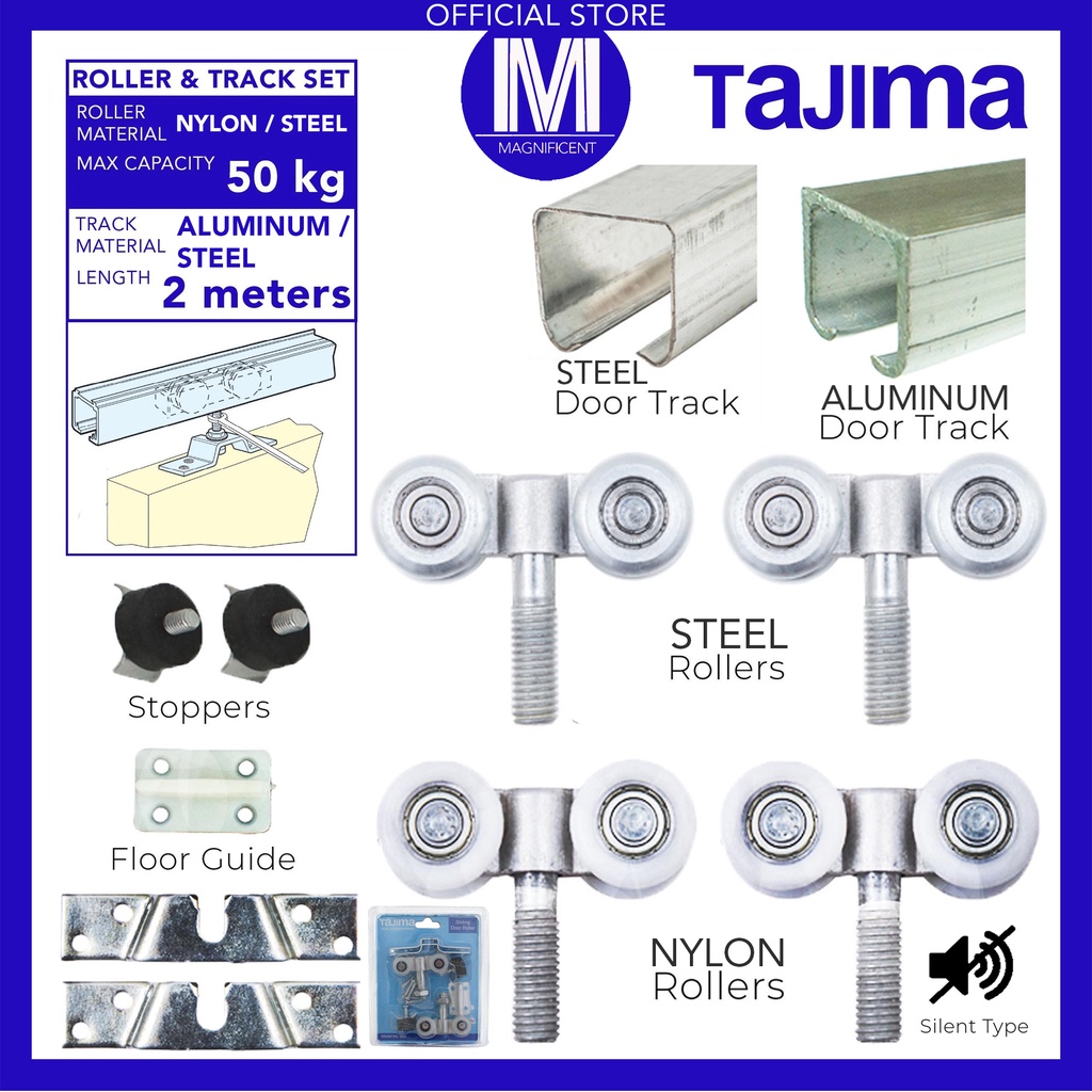 2 METER Tajima Nylon Hanger Roller and Door Track for Sliding Wooden ...