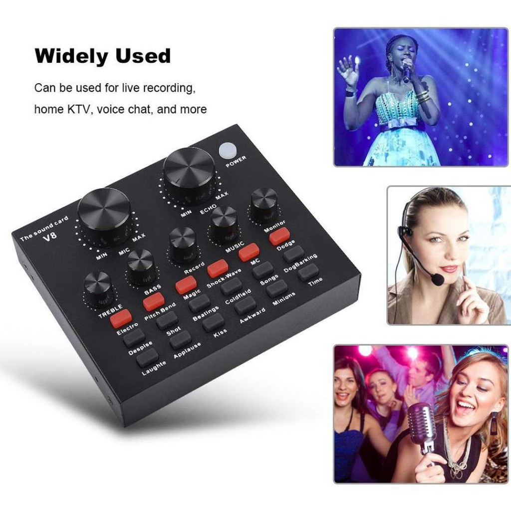 V8 Sound Card Audio Set Interface External Usb Live Microphone Sound ...