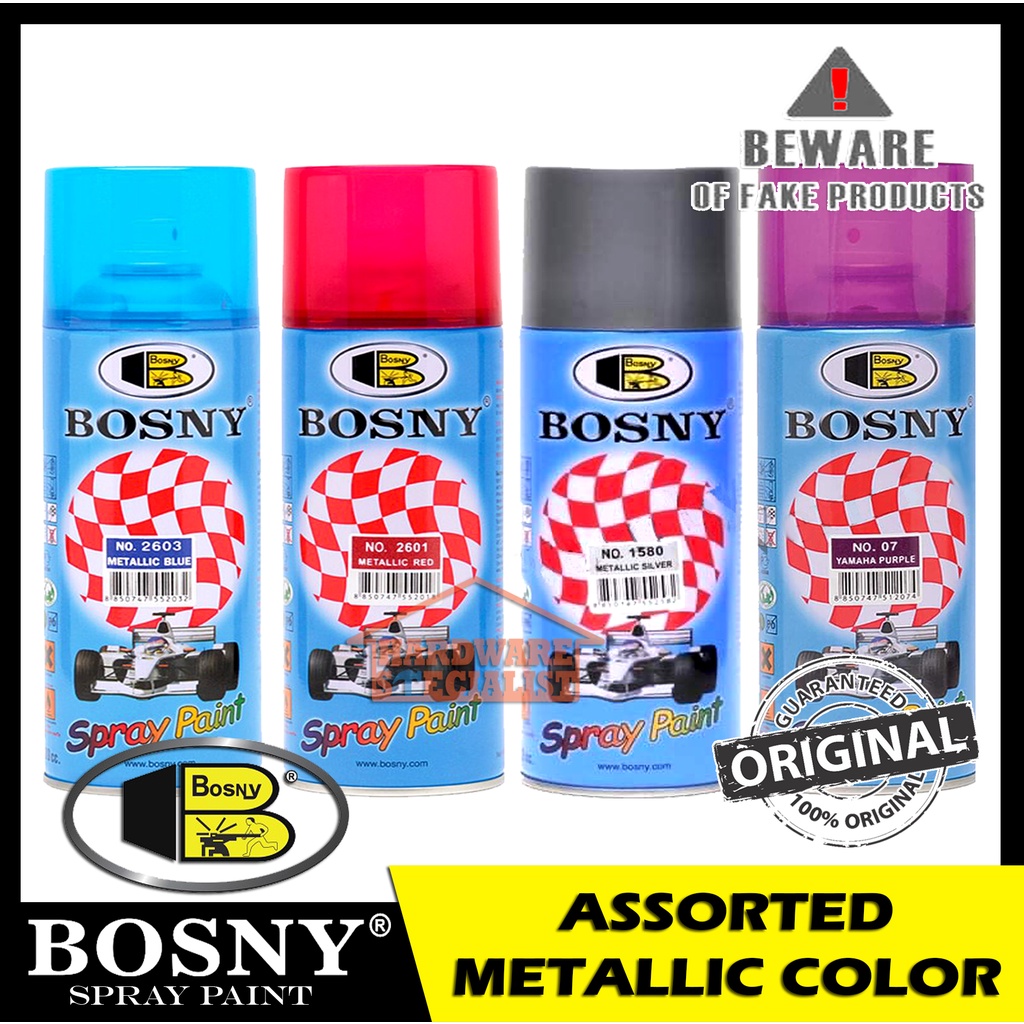 Bosny Spray Paint METALLIC Blue, Red, Silver or Yamaha Purple 400cc ...