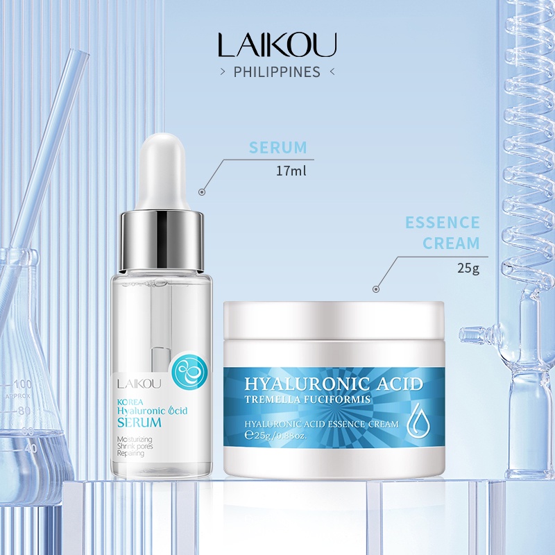 LAIKOU Hyaluronic Acid Serum 17ml + Moisturizing Face Cream 25g Skin Care Set | Shopee Philippines