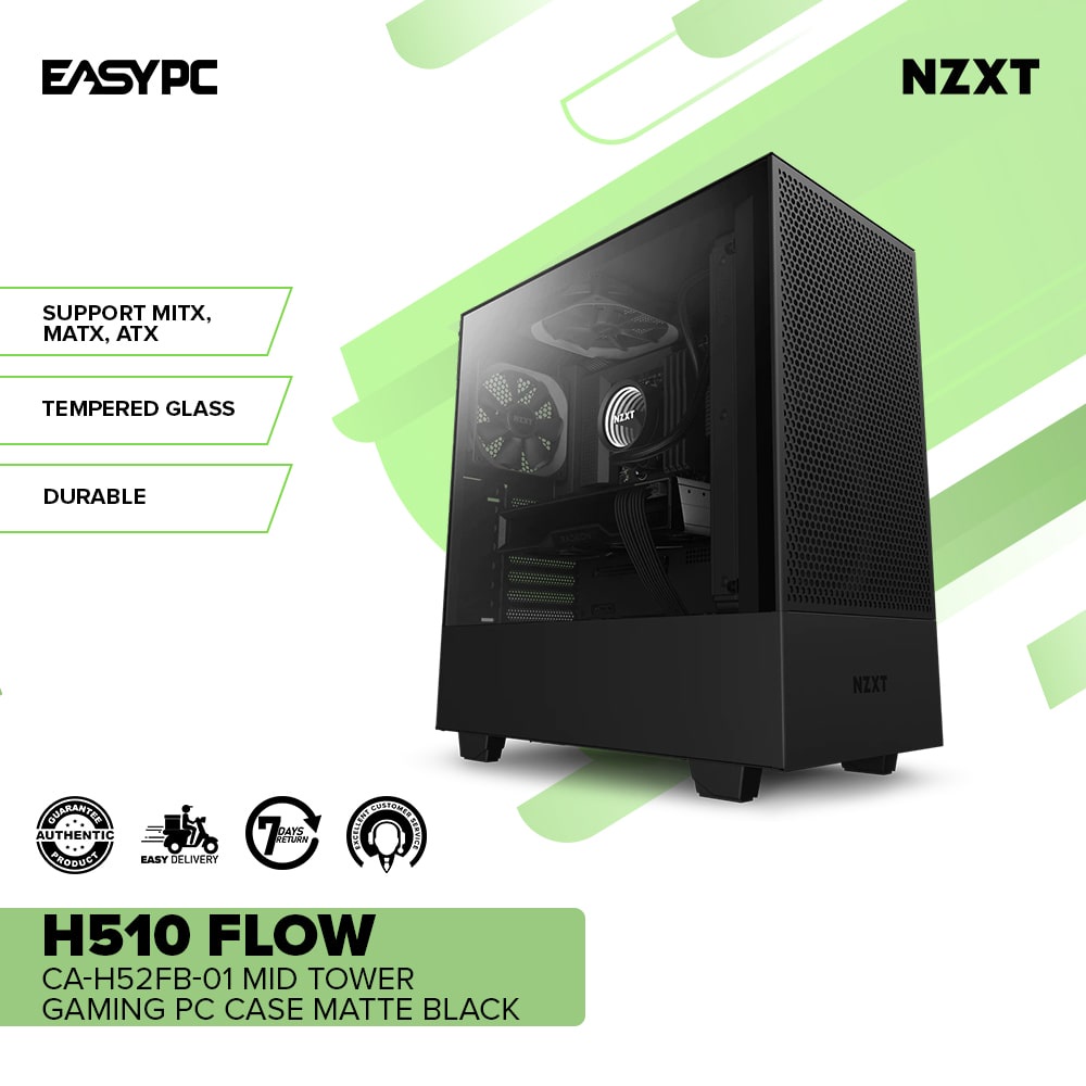 EasyPC | NZXT H510 Flow CA-H52FB-01 Mid Tower SGCC Steel, Tempered ...
