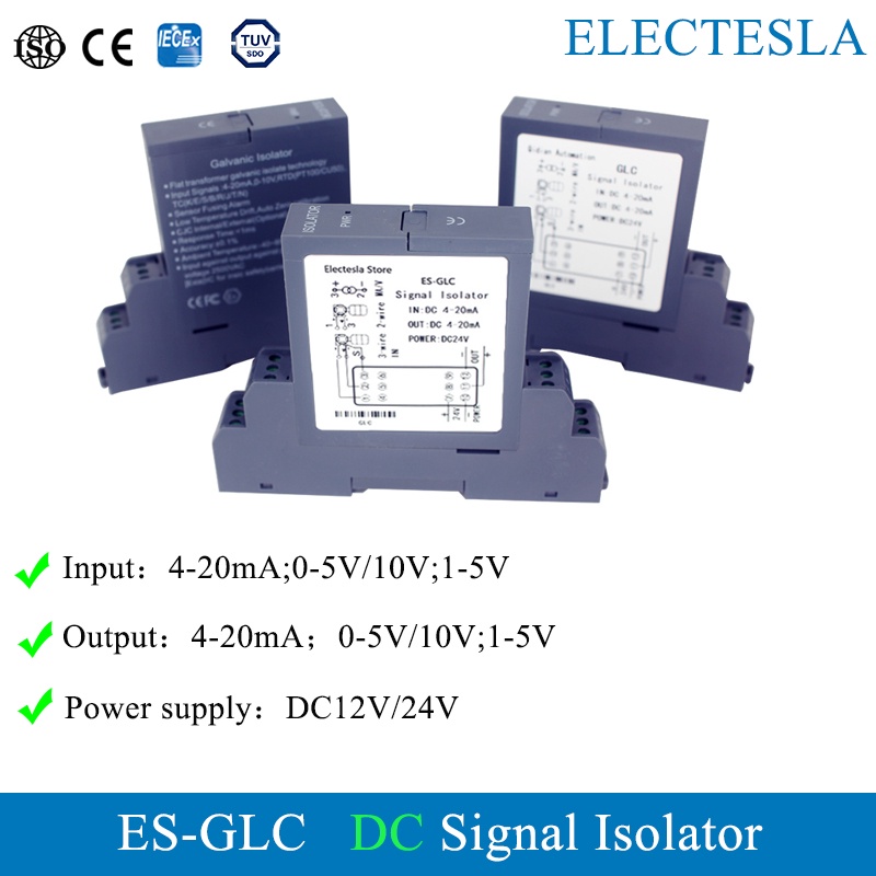 ES-GLC DC 0-10V 4 to 20mA Current Voltage Transmitter Signal Isolator Converter 0-5V Signal ...