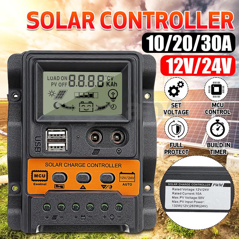 10/20/30A Smart Solar Panel Controller with Large LCD Display Screen ...