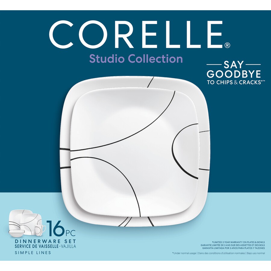 Corelle 16-Piece Simple Lines Square Dinner Set | Shopee Philippines