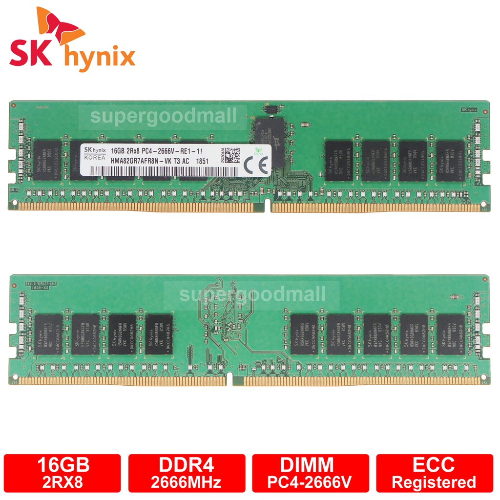 Sk Hynix 16gb 2rx8 Pc4 2666v R 21300r Ddr4 2666mhz 288pin 1 2v Ecc