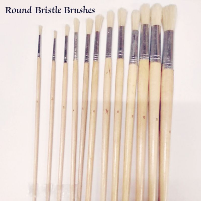Bristle Round / Flat Tip Brushes Long Handle | Shopee Philippines