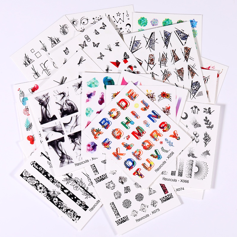 Harunouta Spring Summer Nail Water Decals Flower Leaf Tree Butterfly ...