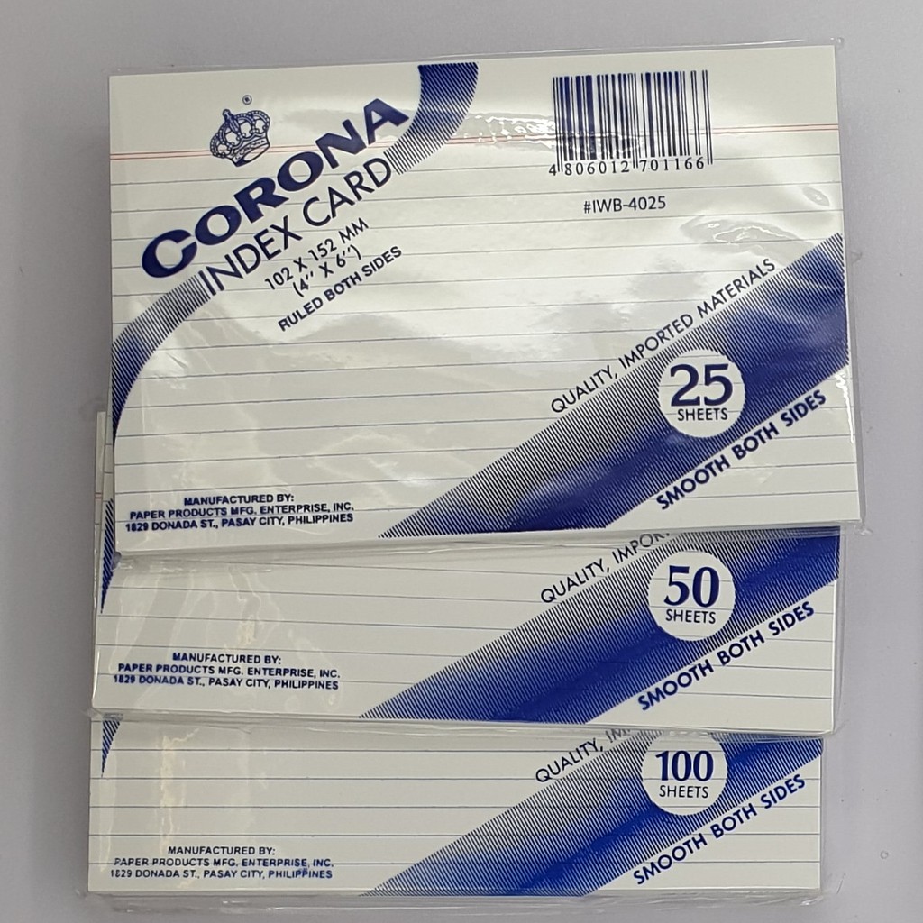 Corona Index Card (4 x 6 in) (Ruled Both Sides) | Shopee Philippines