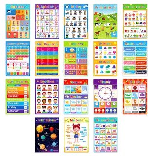 18PCS A3 Size Educational Wall Chart Early English Learning Poster ...