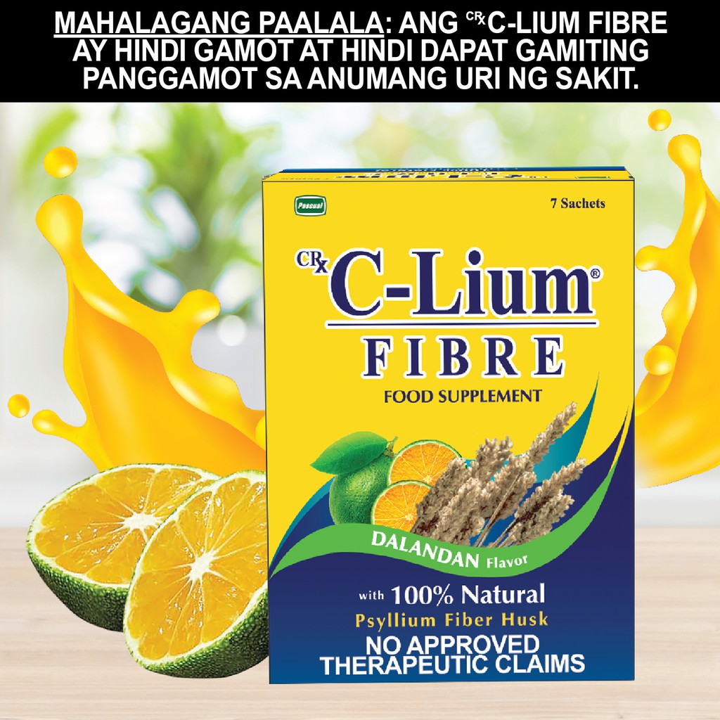 C-Lium Fibre (Psyllium Fiber) Husk Dalandan Flavor 7 Sachets presyo ₱112