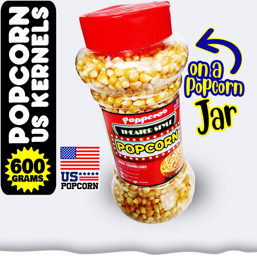 POPPEROO US Popcorn Kernels on a Flip-Open Popcorn Container (600grams ...