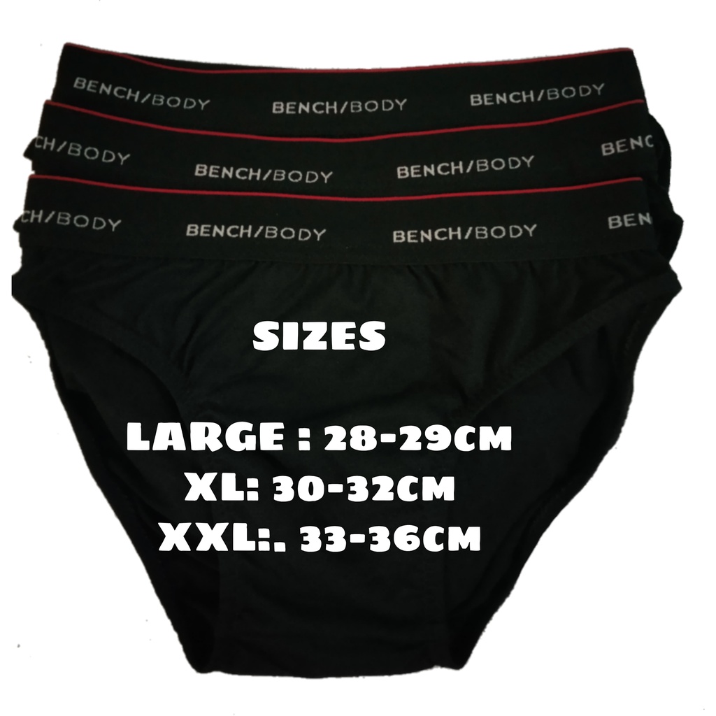 Bench All Black Cotton Men's Brief 3 in 1 Pack | Shopee Philippines